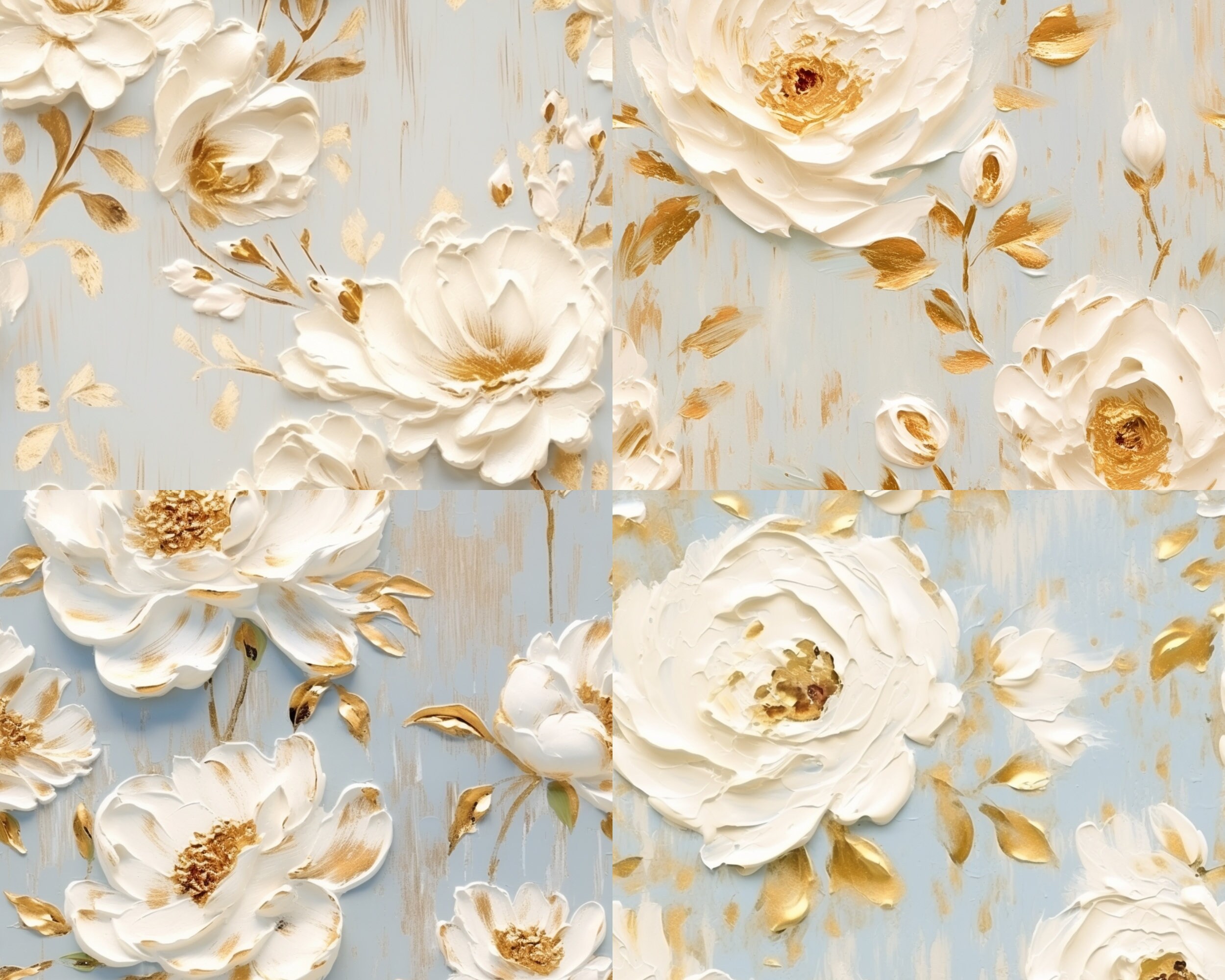 Antique White Floral Impasto Seamless Pattern White Floral - Etsy