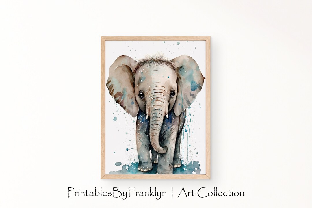 Watercolor Baby Elephant, Nursery Wall Art Décor, Baby Elephant Wall ...