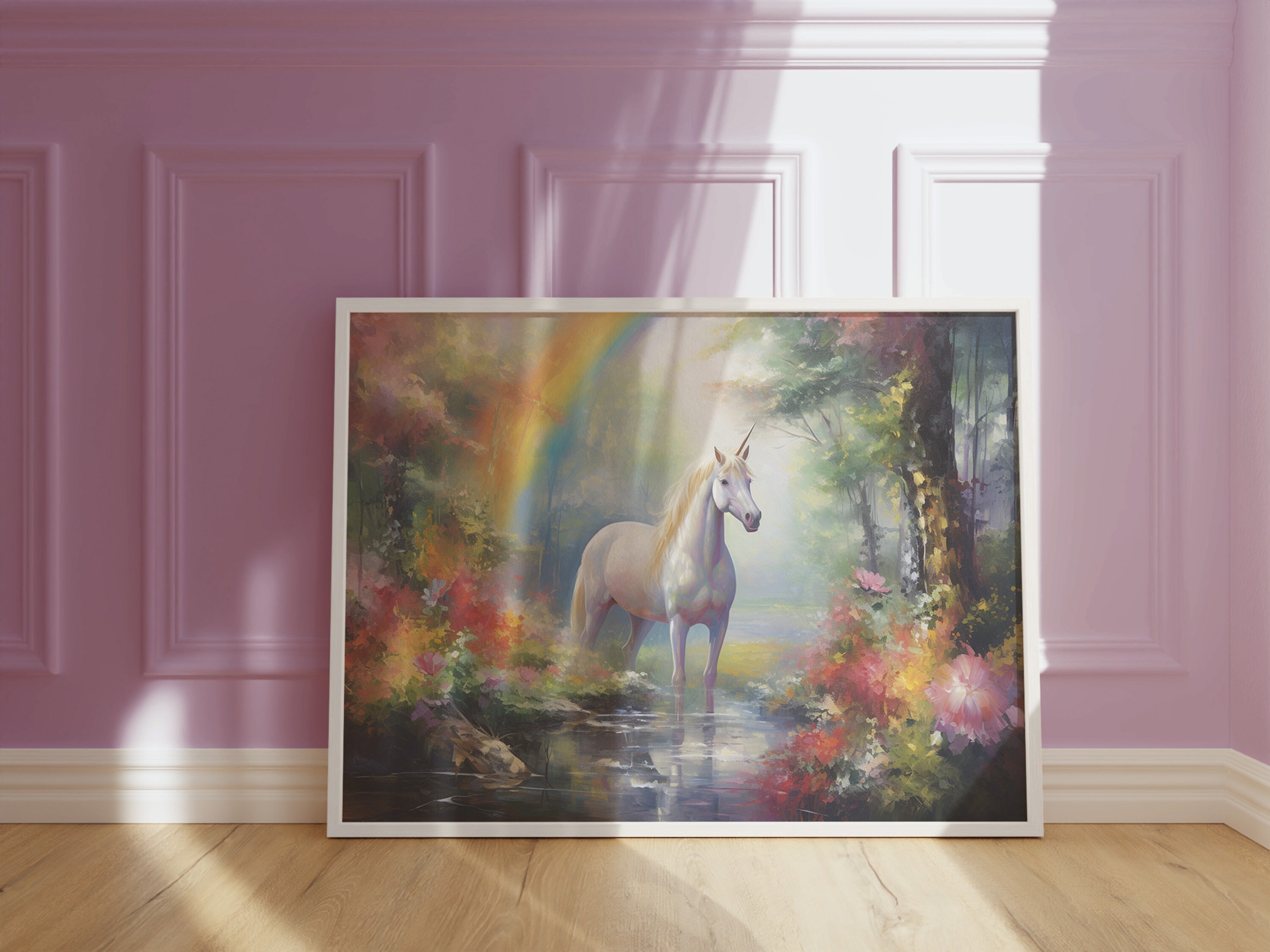 Unicorn Oil Painting Wall Art for Kids V3, Unicorn Wall Art for Nursery ...