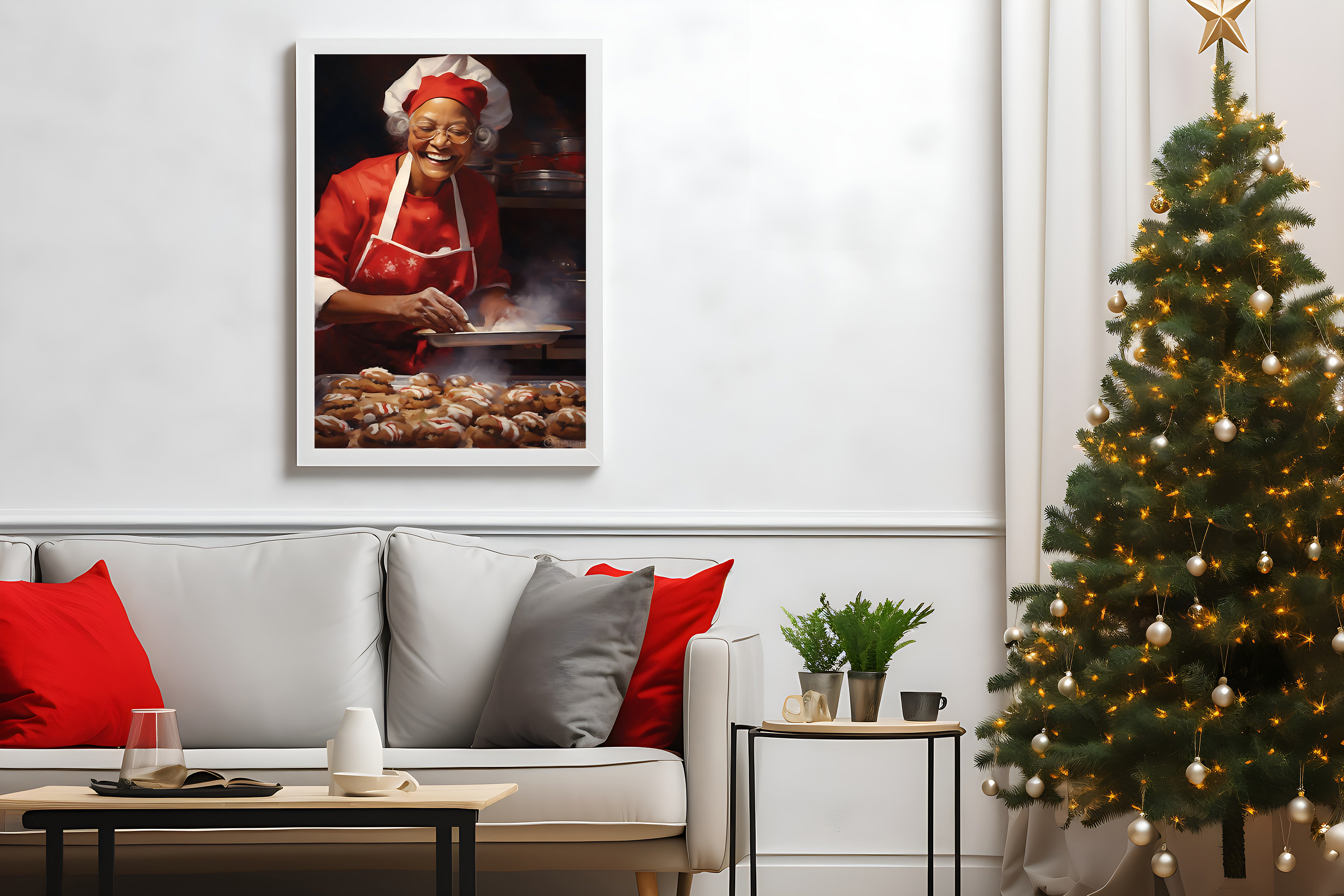 African American Mrs. Claus Baking Cookies Wall Art, Vintage Black Mrs ...