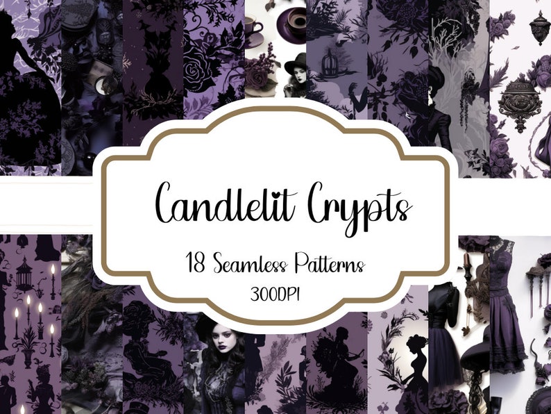 Candlelit Crypts Seamless Background Pattern, Gothic Seamless Patterns ...