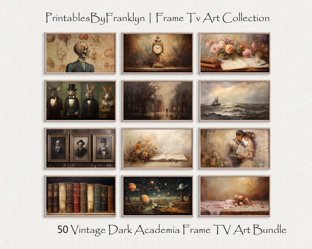 Vintage Dark Academia Samsung Frame TV Art Bundle, Set of 50 Frame TV ...
