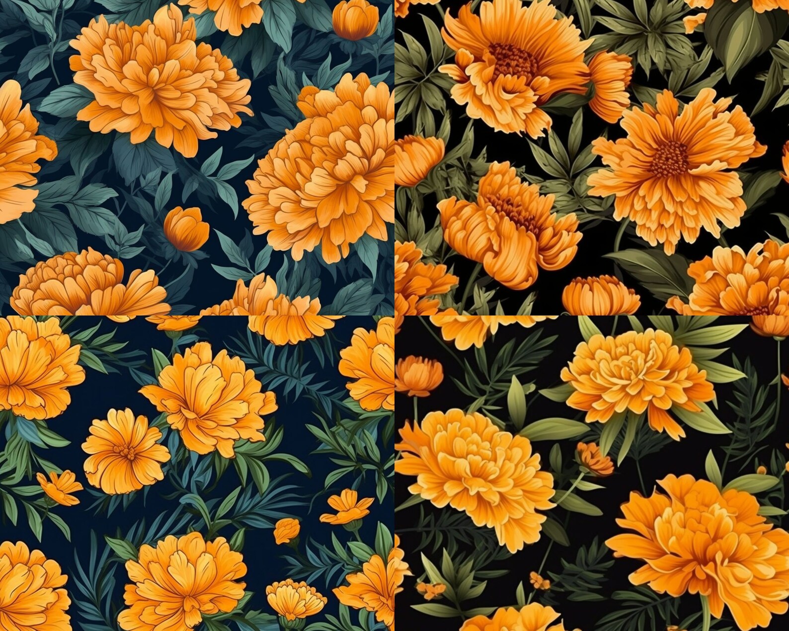 18 Boho Marigold Seamless Pattern Marigold Seamless - Etsy