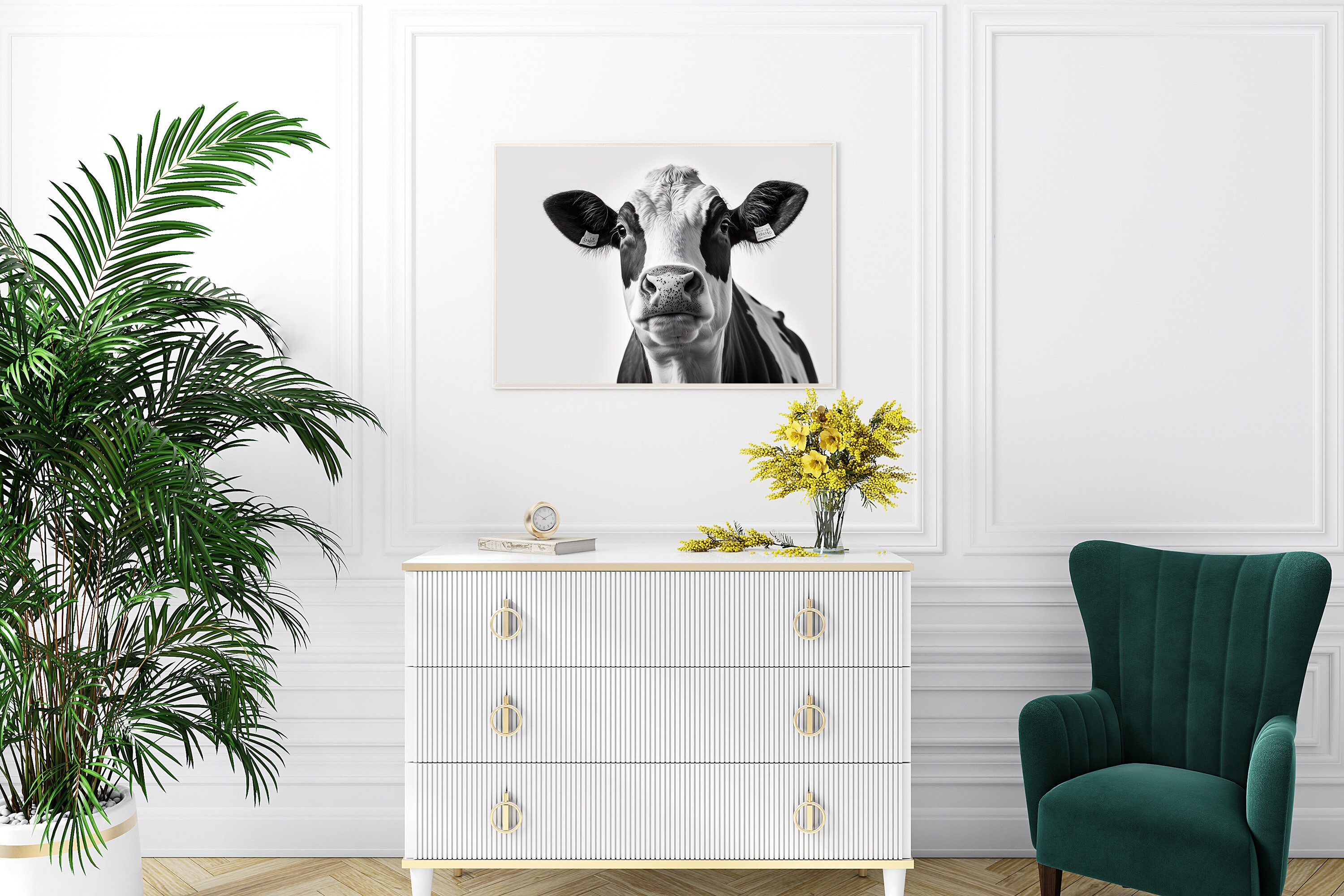 Holstein Cow Black and White Wall Art Printable Cow Wall Art - Etsy