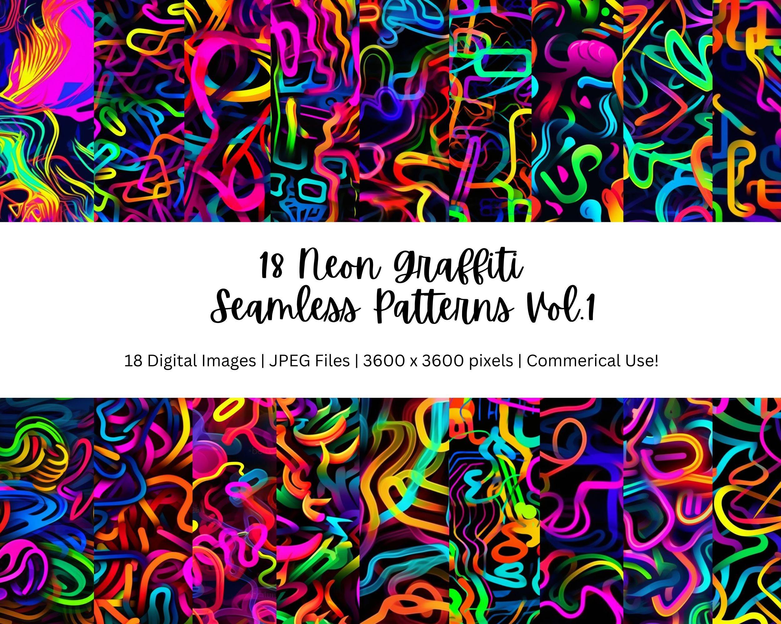 Neon Graffiti Seamless Pattern Neon Graffiti Repeating - Etsy