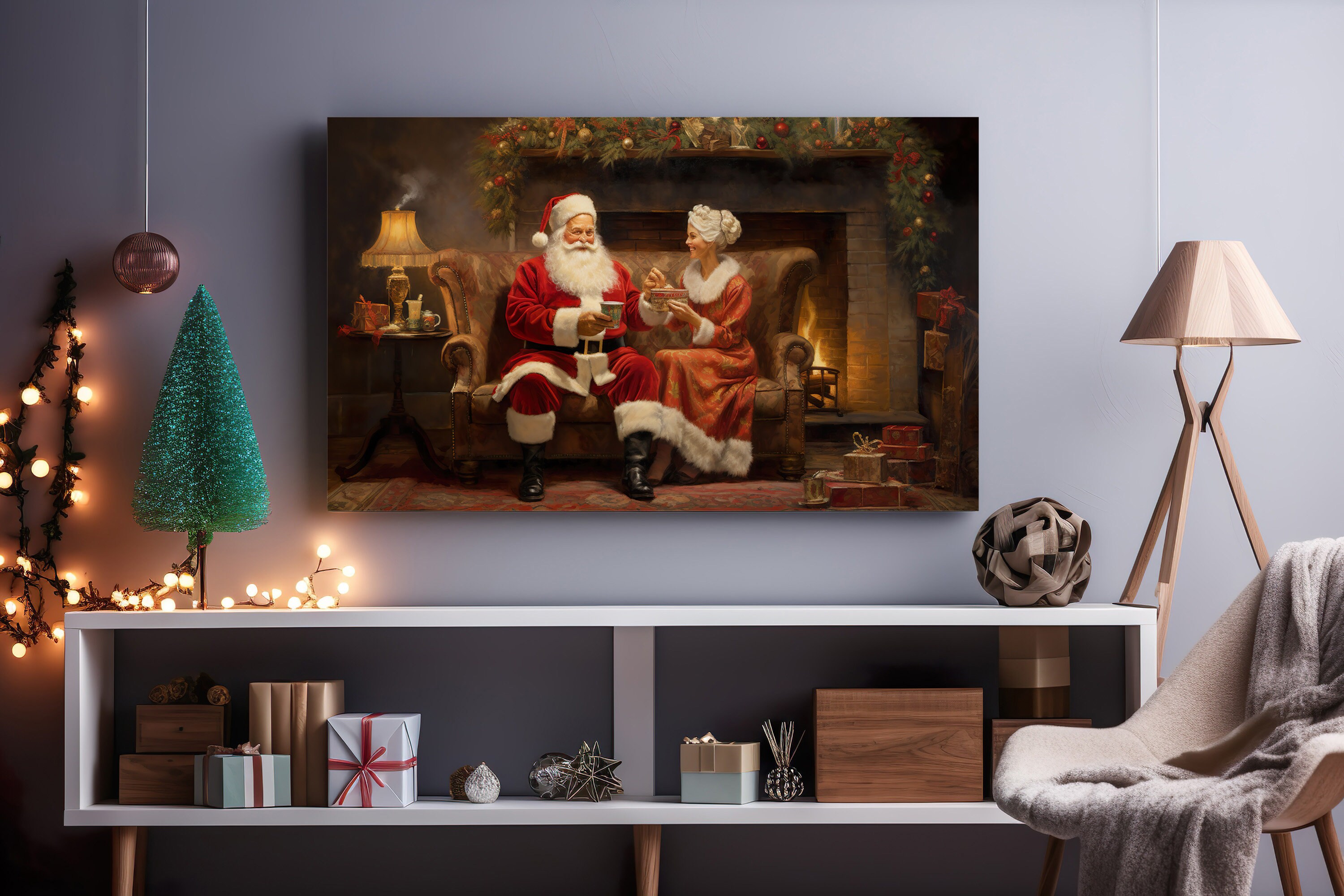 Christmas Frame TV Art Santa & Mrs Claus Santa Christmas - Etsy