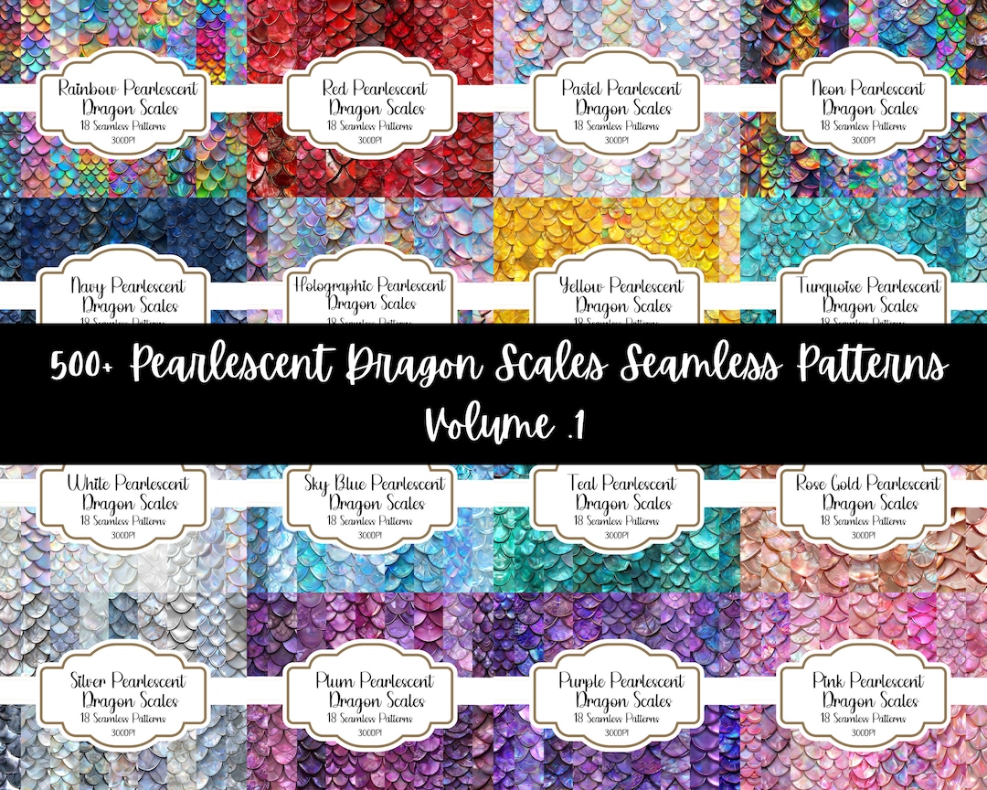 Pearlescent Dragon Scale 500 Seamless Patterns Bundle, Dragon Seamless ...