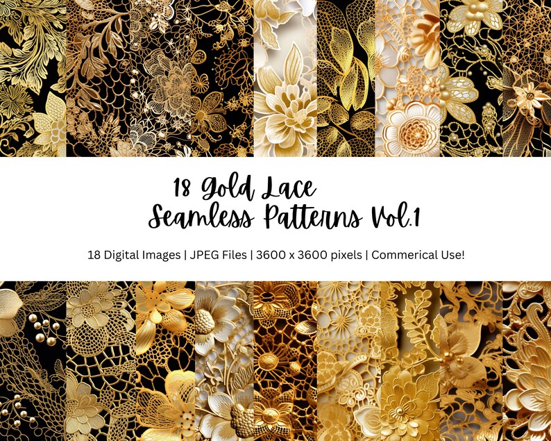 Gold Lace Seamless Background Patterns 18 Gold Rustic - Etsy