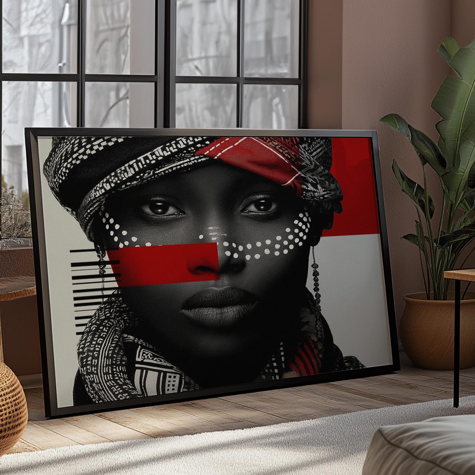 African Red Rhythm Black Soul Wall Art, Set of 100, African Wall Art ...