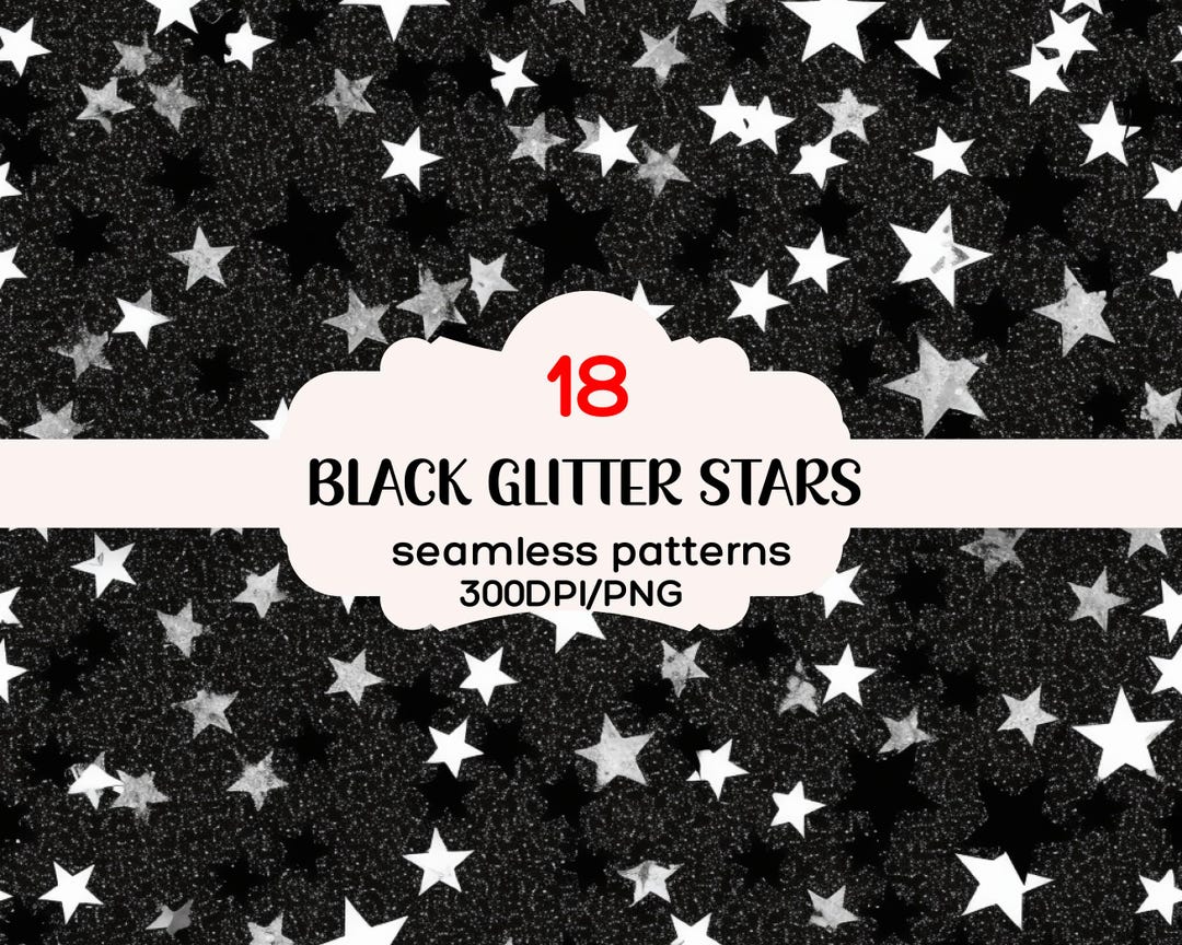Black Glitter Stars Seamless Pattern, Black Glitter Stars Seamless ...