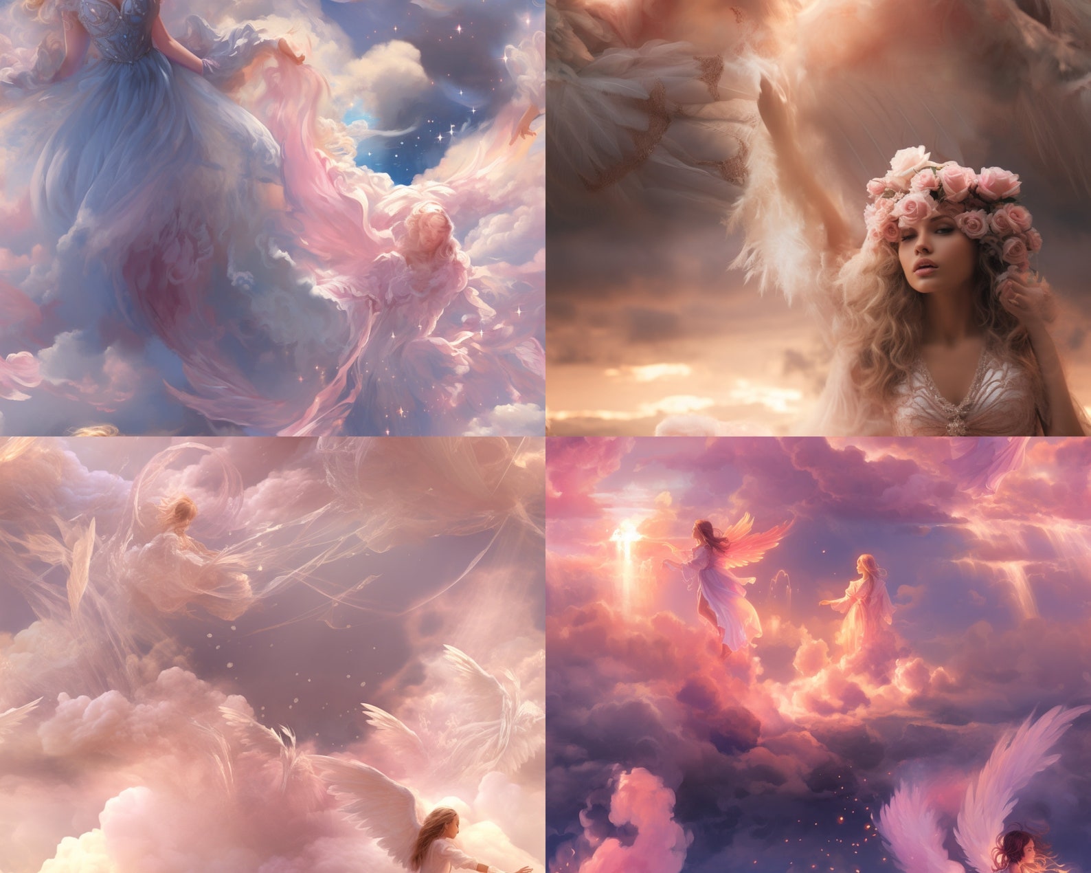 Angels Background Seamless Patterns, Heaven Seamless Patterns, Clouds ...