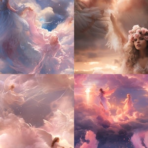 Angels Background Seamless Patterns, Heaven Seamless Patterns, Clouds ...