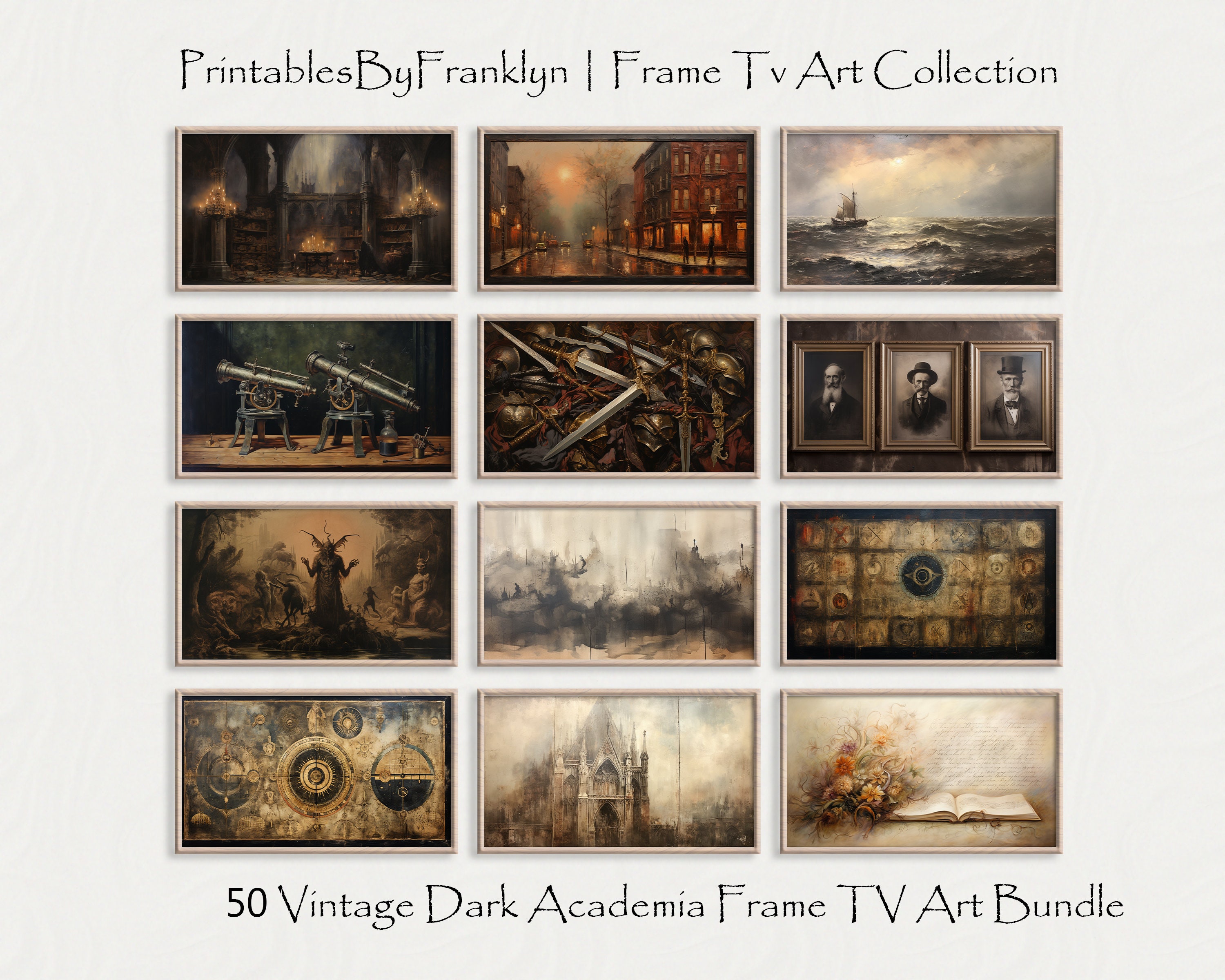 Vintage Dark Academia Samsung Frame TV Art, Set of 50 Frame TV Art ...