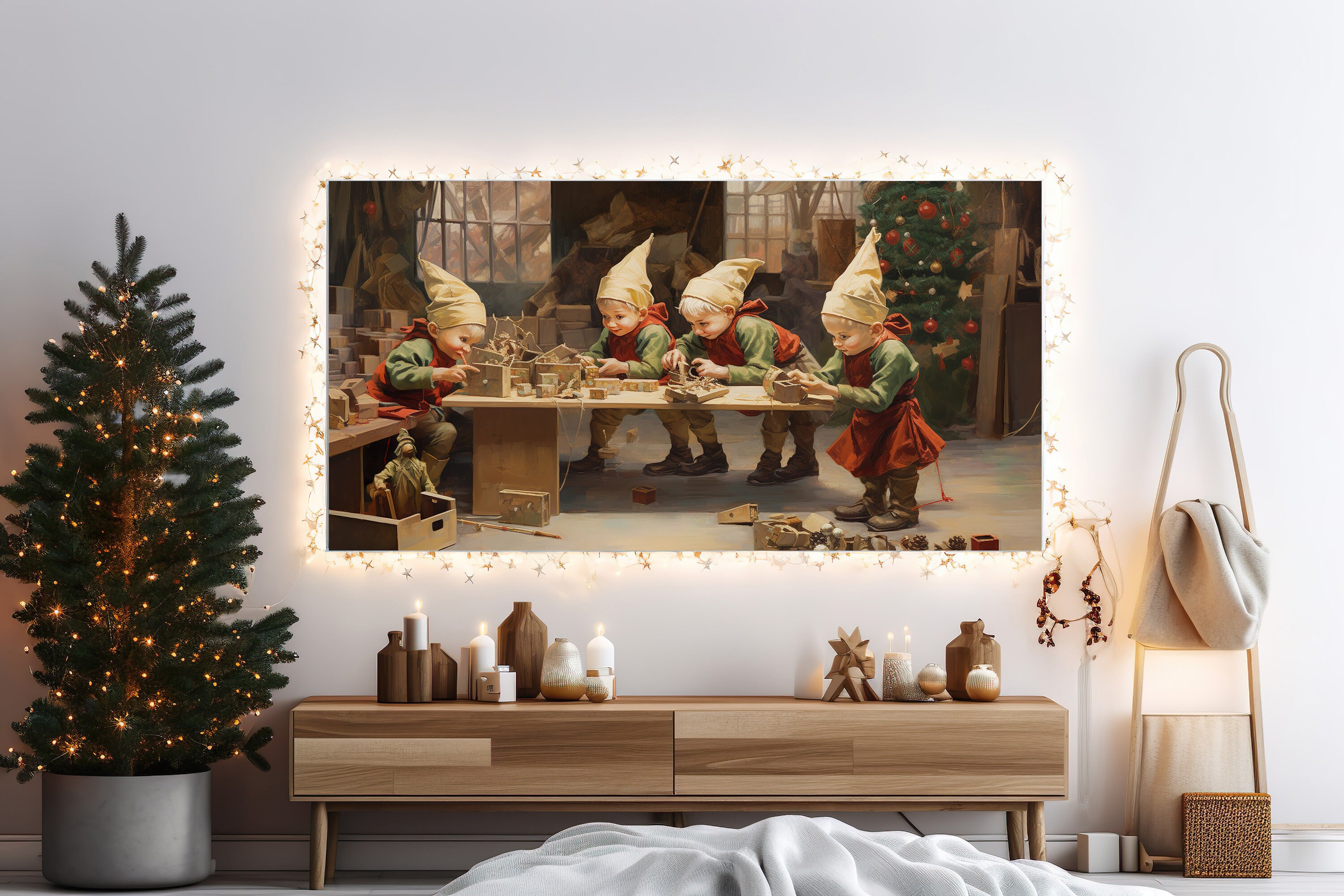 Christmas Frame TV Art Christmas Elves, Santa Christmas Frame Tv Art ...