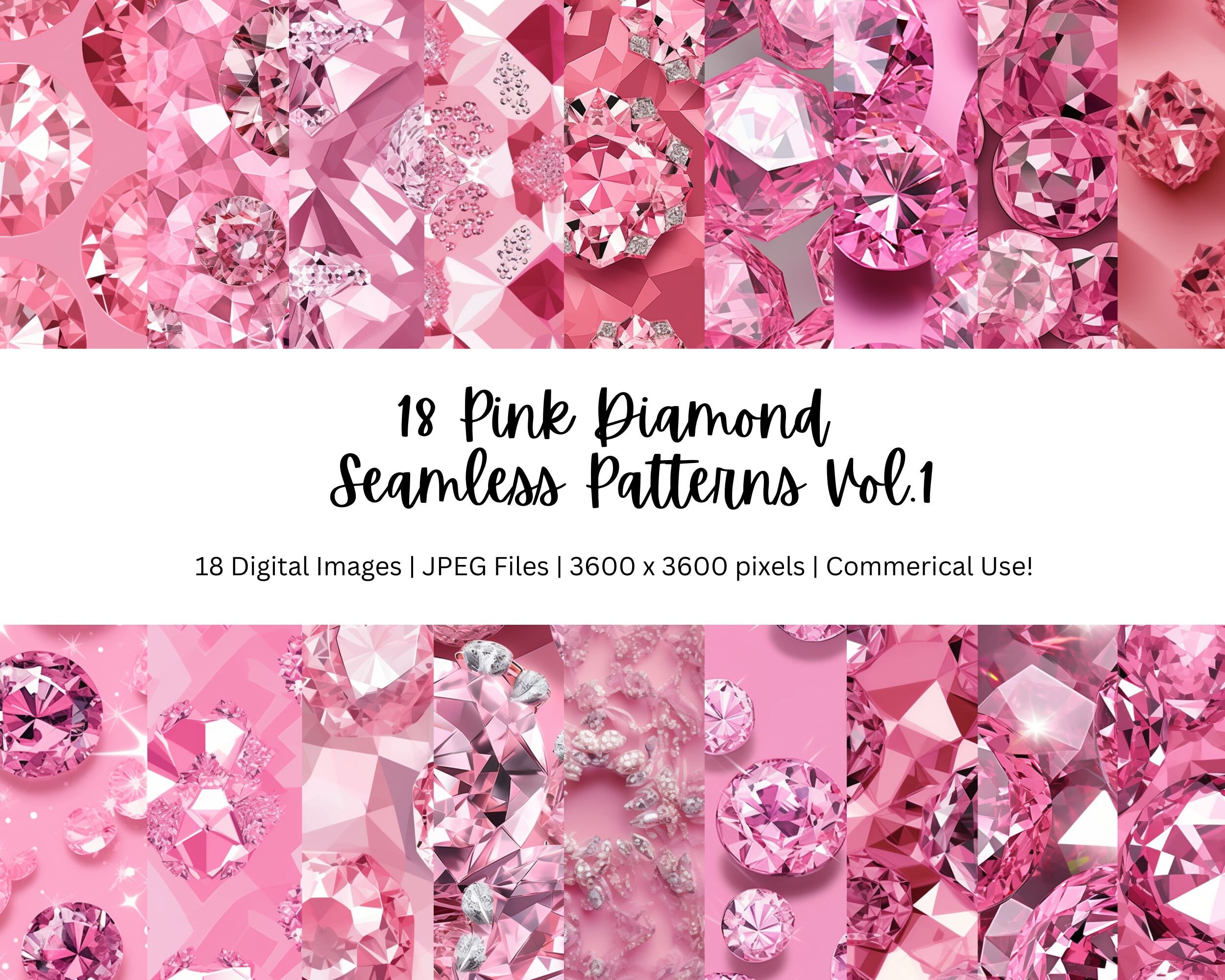 Pink Diamond Seamless Pattern, Luxurious Pink Diamond Repeating Pattern, Realistic Design ...