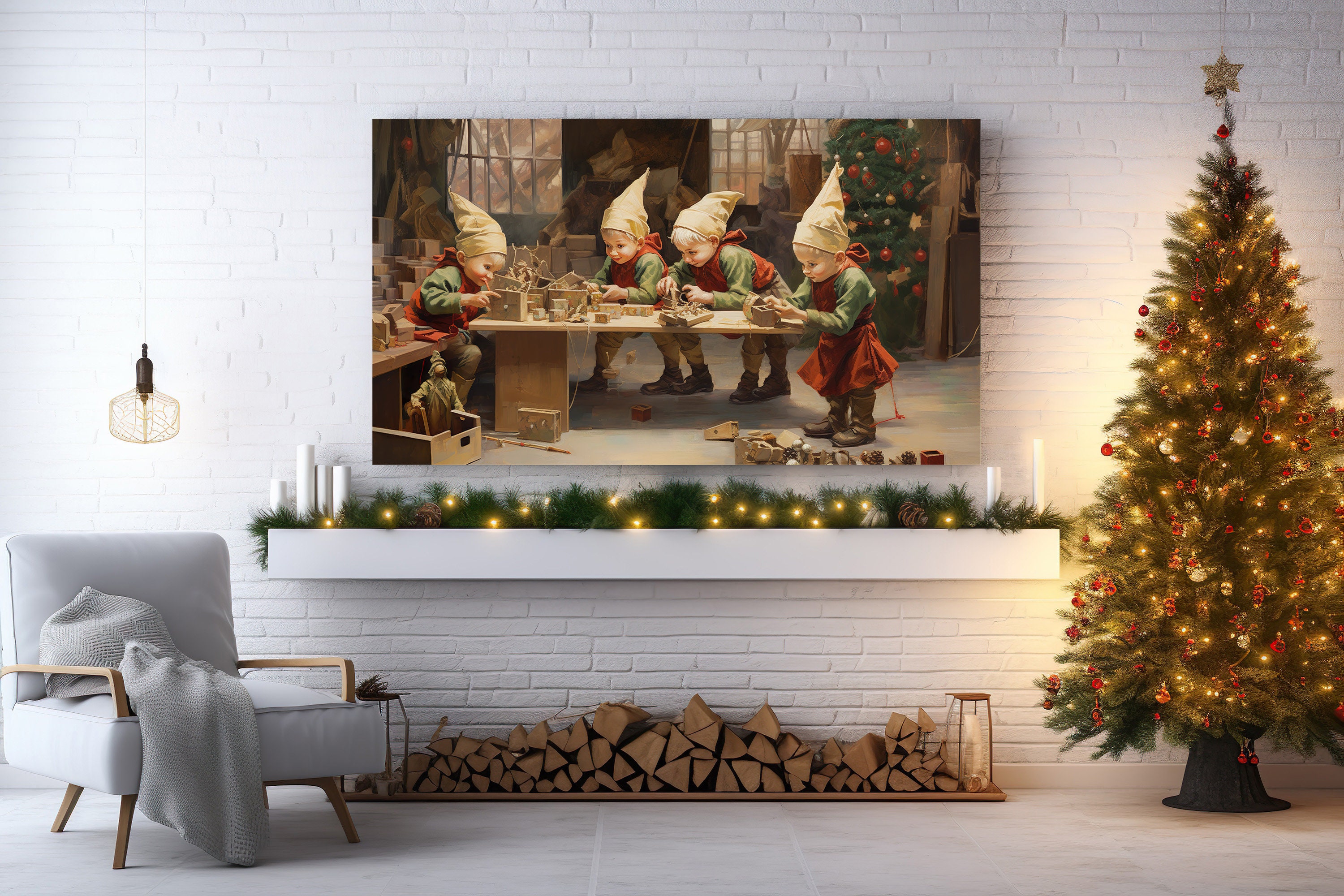 Christmas Frame TV Art Christmas Elves, Santa Christmas Frame Tv Art ...