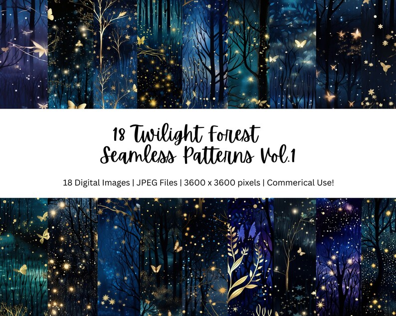 Twilight Forest Seamless Patterns, Magical Forest Repeating Pattern ...