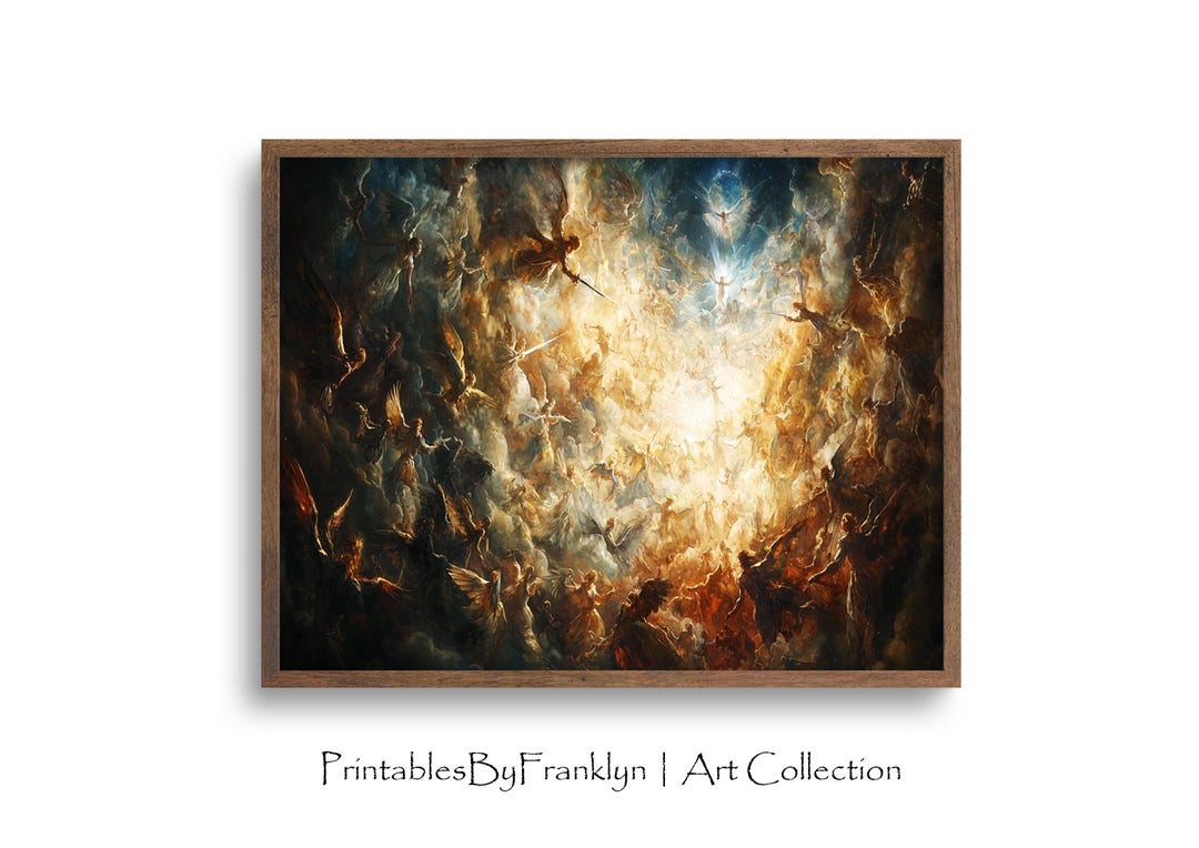 Revelation 12:7-9 Battle Between Heaven and Hell Wall Art, Christian ...