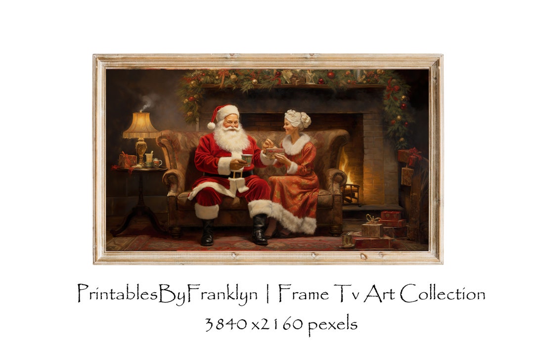 Christmas Frame TV Art Santa & Mrs Claus Santa Christmas - Etsy