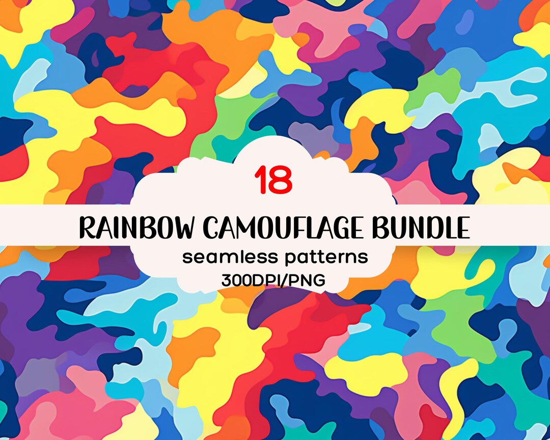 Rainbow Camouflage Seamless Pattern, Rainbow Camouflage Repeating ...