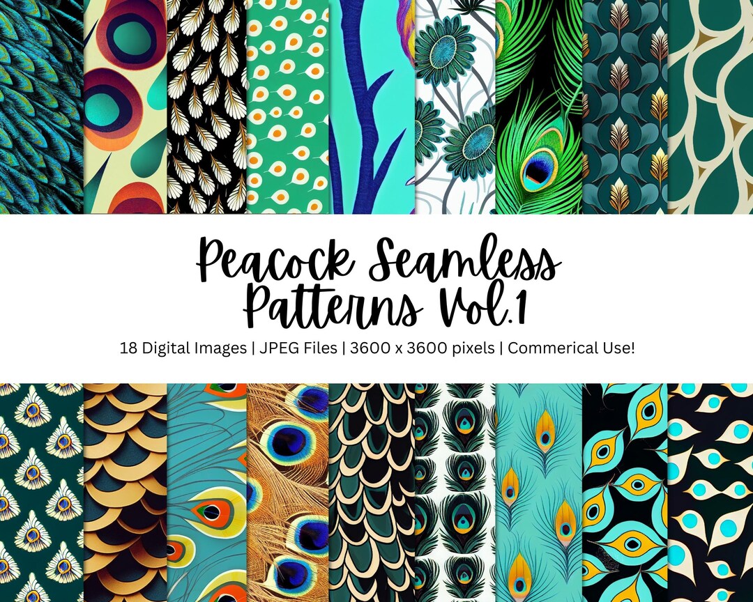 18 Peacock Seamless Patterns Backgrounds, Peacock Patterns, Backgrounds ...