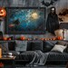 Witch Flying Under a Starry Night Wall Art, Halloween Wall Art, Witch ...