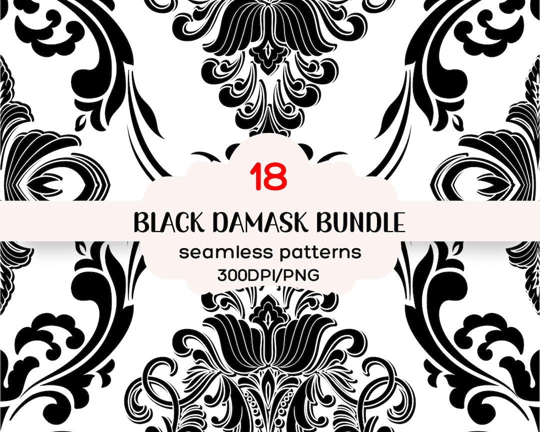 Black Damask Seamless Patterns, Damask Seamless Pattern, Damask ...
