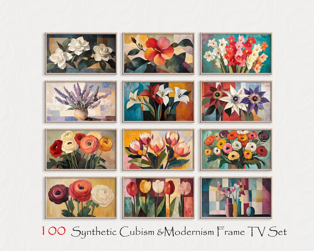 Synthetic Cubism and Modernism Frame TV Art, Set of 100, Frame TV Art ...