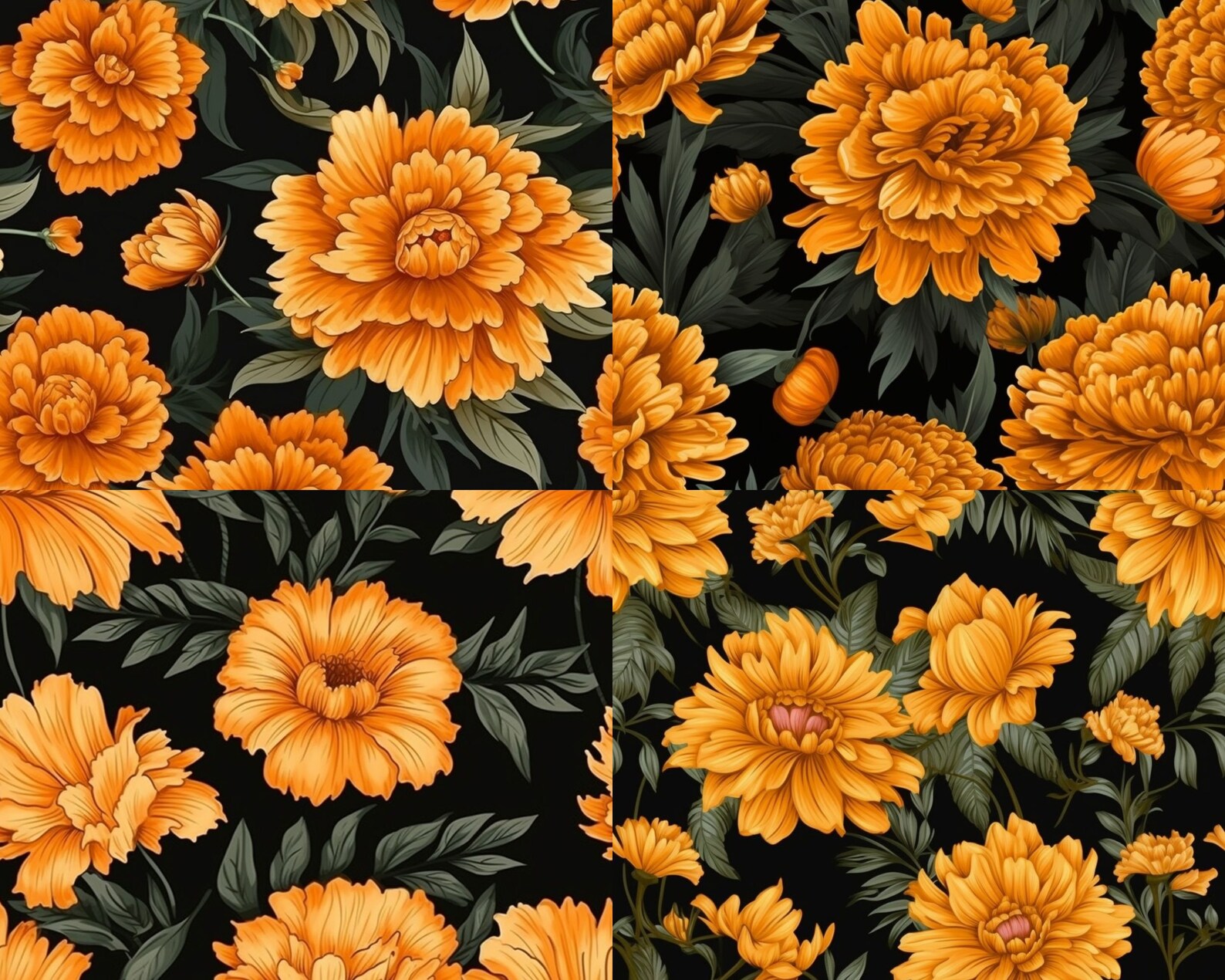 18 Boho Marigold Seamless Pattern Marigold Seamless - Etsy