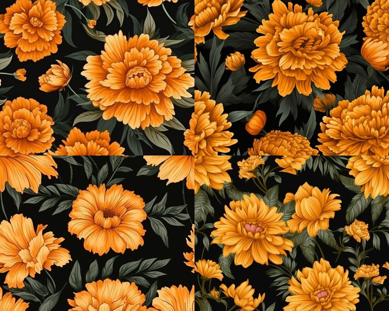 18 Boho Marigold Seamless Pattern Marigold Seamless - Etsy