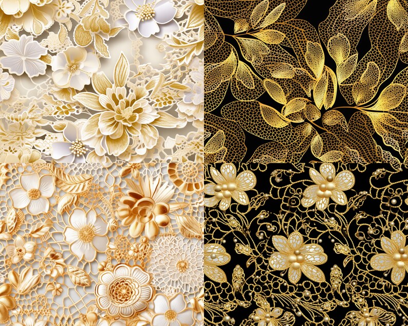 Gold Lace Seamless Background Patterns 18 Gold Rustic - Etsy