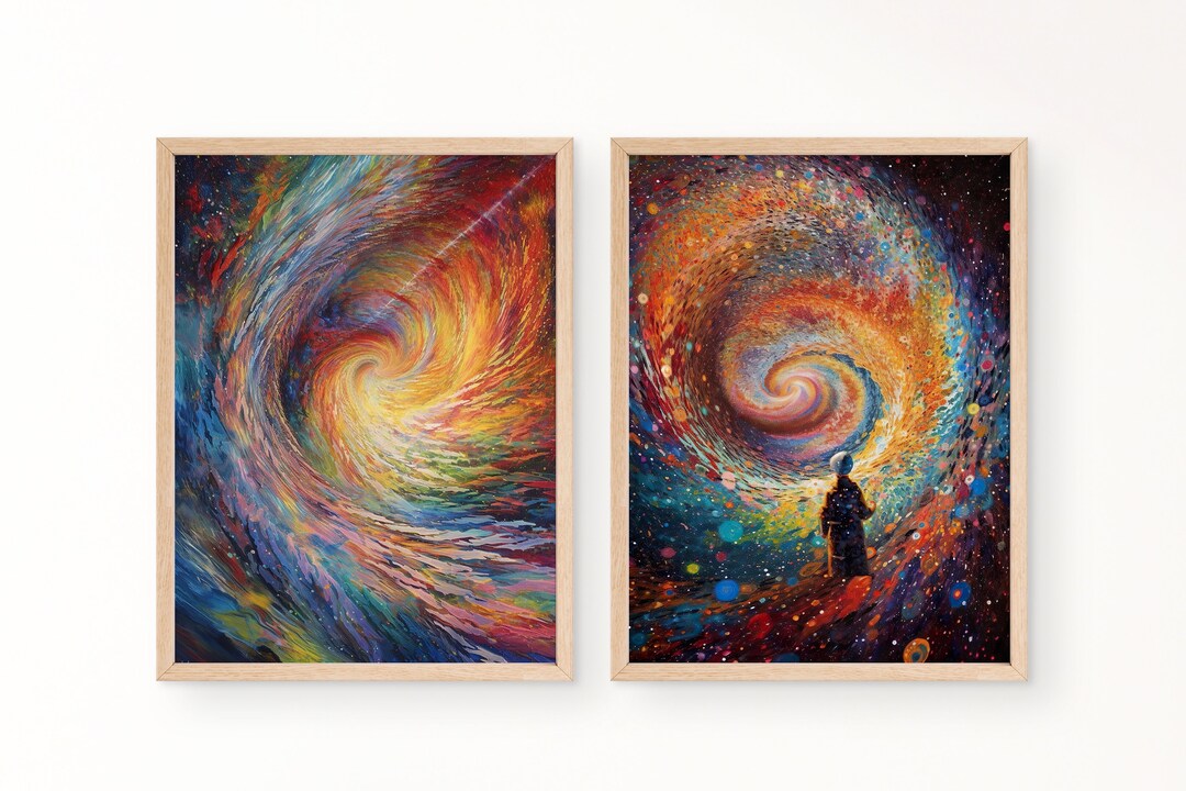 Oil Pastel Galaxy Space Wall Art, Set of 2 Wall Art, Printable Space ...