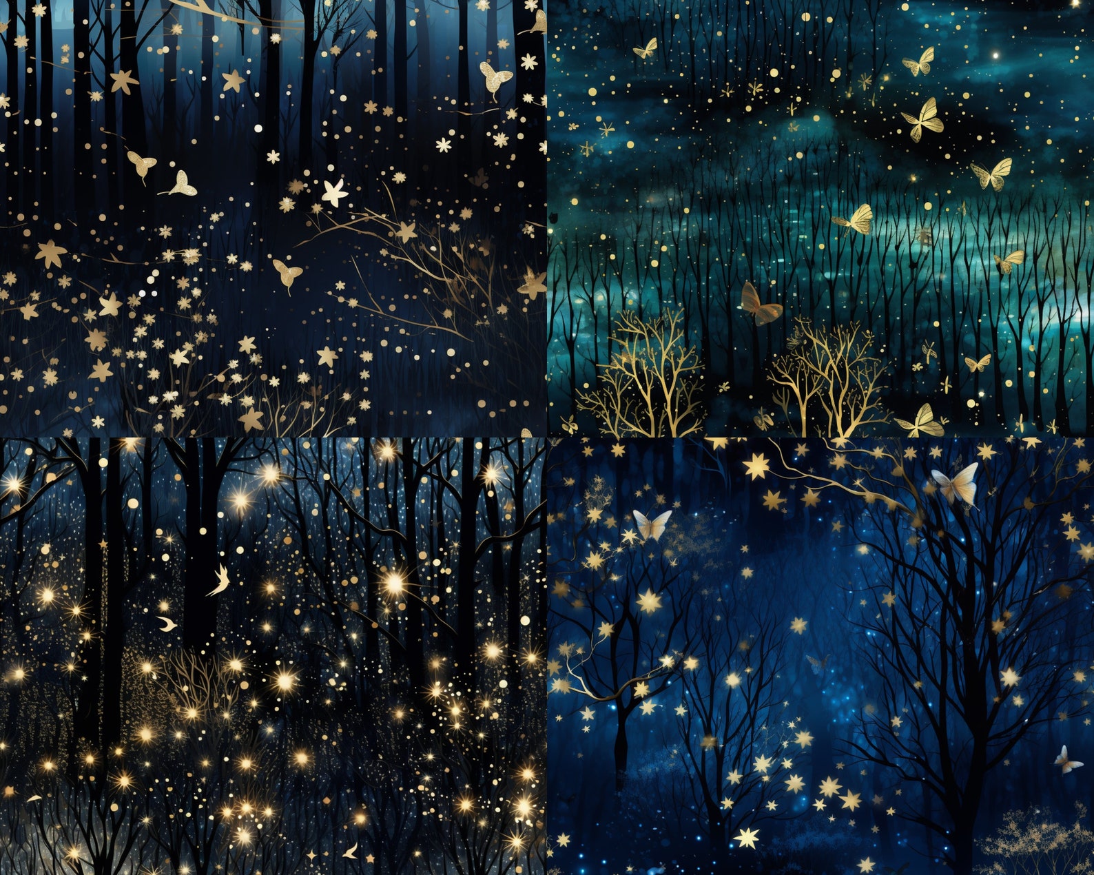 Twilight Forest Seamless Patterns, Magical Forest Repeating Pattern ...