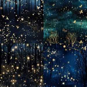 Twilight Forest Seamless Patterns, Magical Forest Repeating Pattern ...