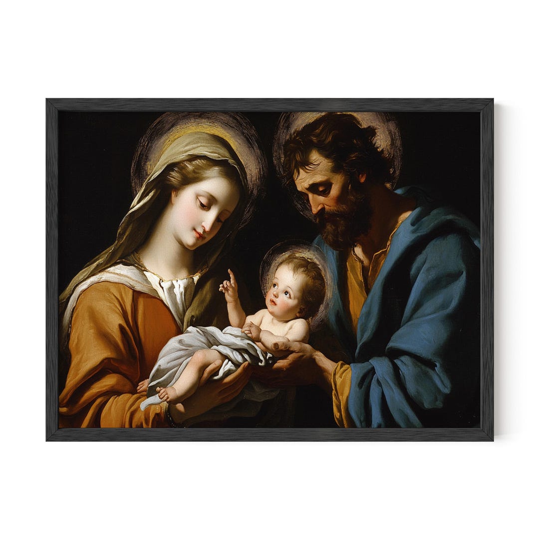 Divine Reverence A Baroque Nativity Wall Art, Joseph, Mary, Jesus Wall ...