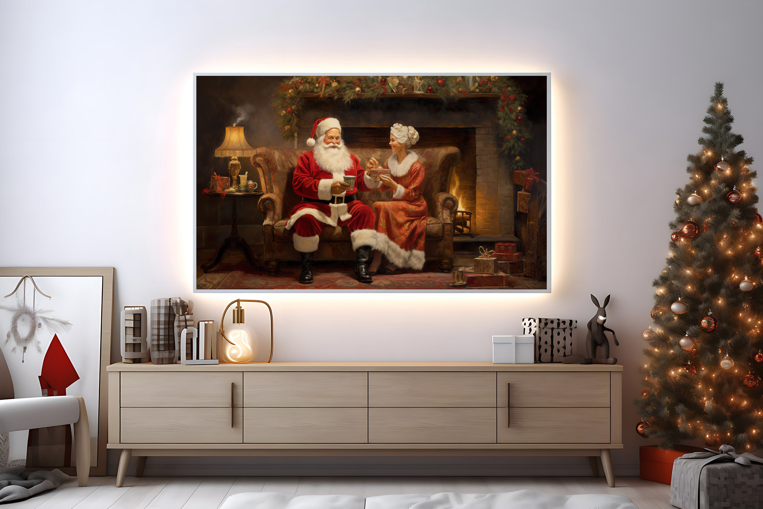 Christmas Frame TV Art Santa & Mrs Claus Santa Christmas - Etsy