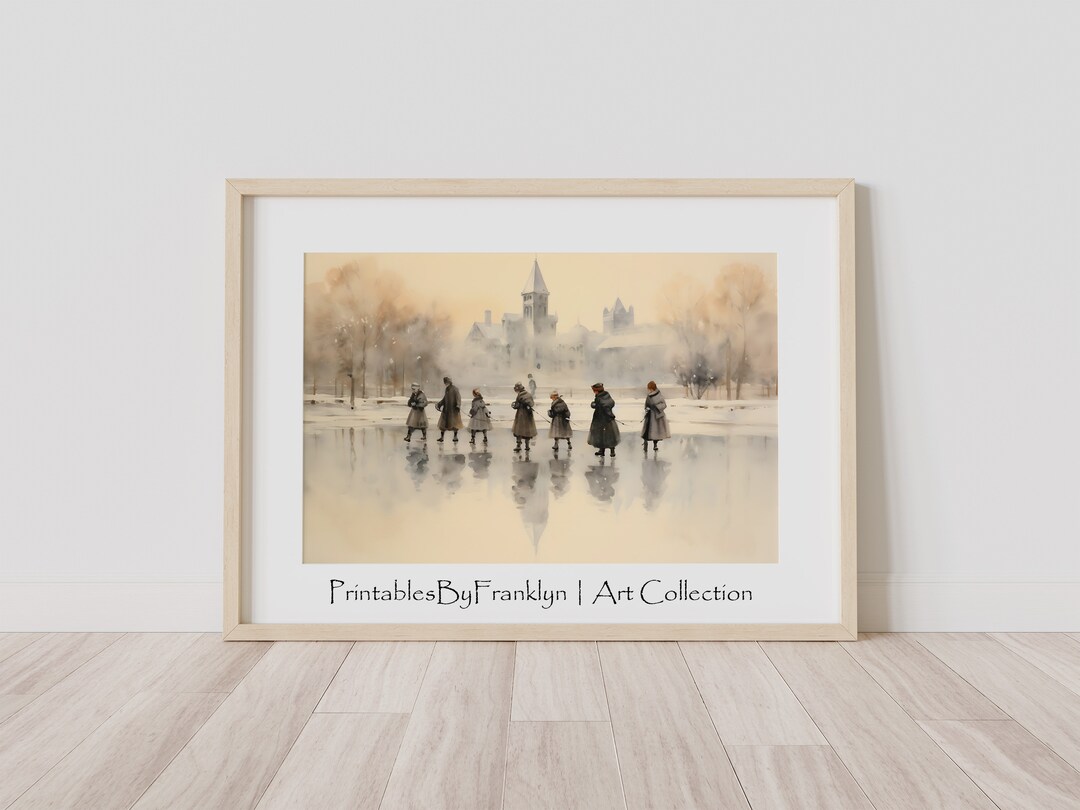 Winter Vintage Rustic Town Frozen Riverside V3 Vintage - Etsy