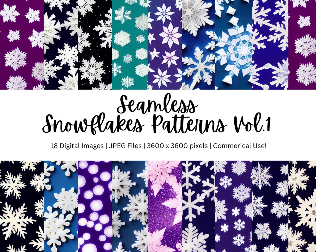 18 Christmas Snowflake Digital Paper Pack Seamless Snowflake Patterns ...