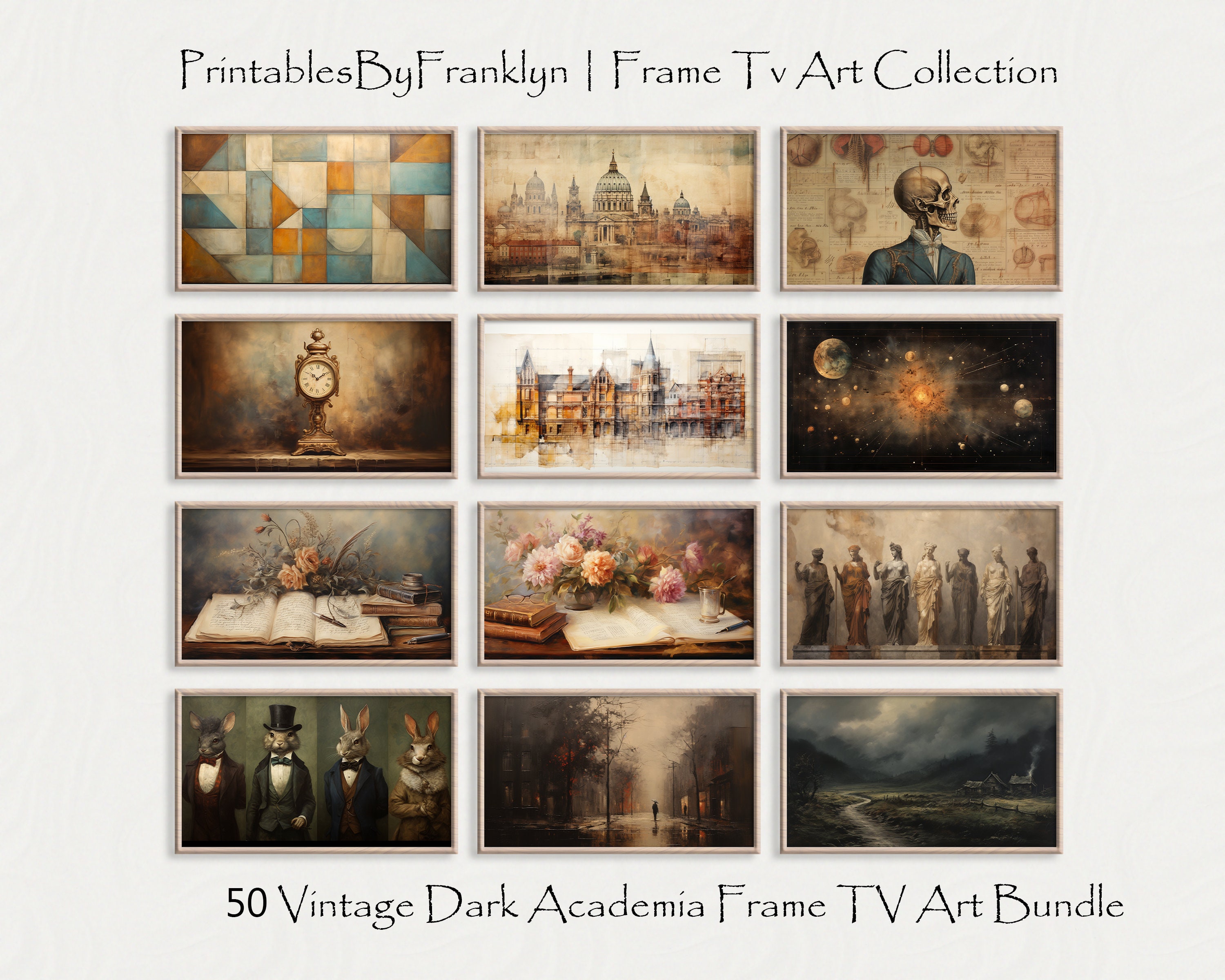 Vintage Dark Academia Samsung Frame TV Art, Set of 50 Frame TV Art ...