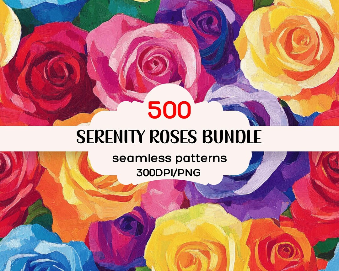 500 Serenity Roses Seamless Pattern Bundle, Set of 500, Rose Patterns ...