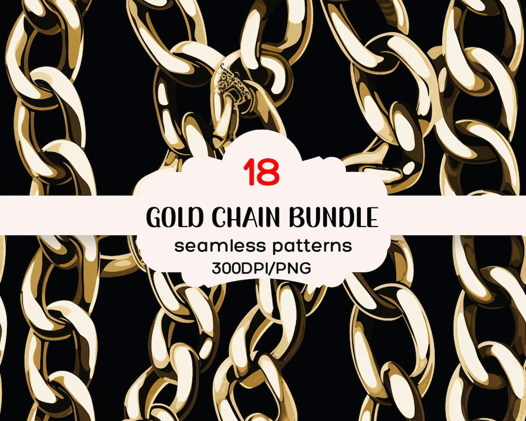 Gold Chains 18 Seamless Patterns, Gold Chain Seamless Backgrounds ...