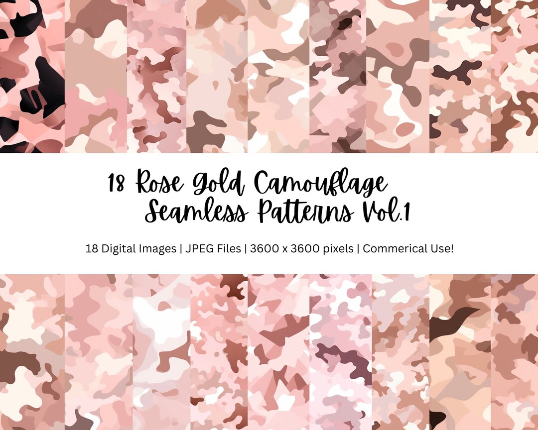 18 Rose Gold Camouflage Seamless Pattern, Rose Gold Camouflage ...