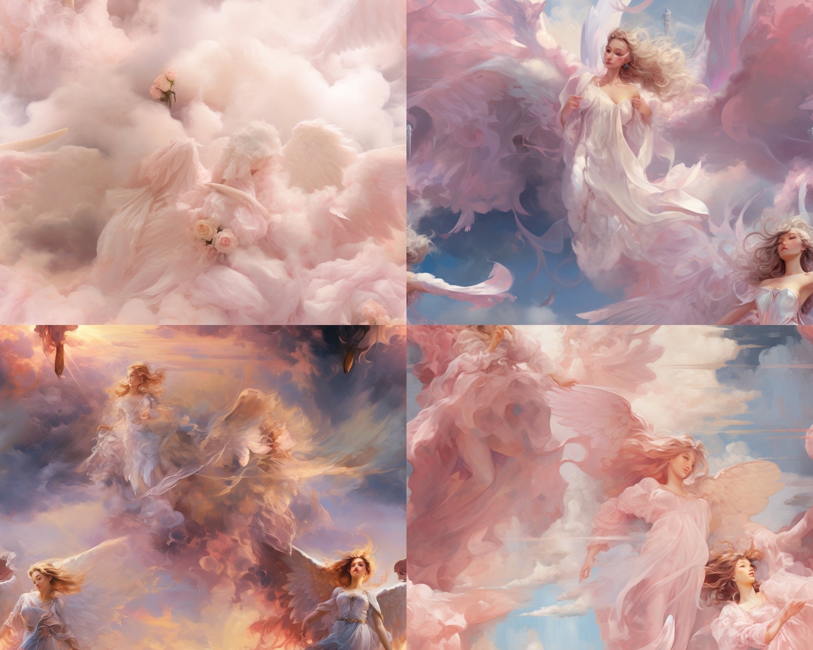 Angels Background Seamless Patterns, Heaven Seamless Patterns, Clouds ...