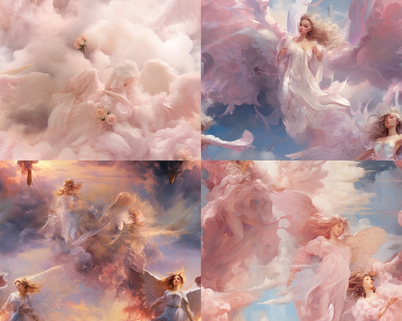 Angels Background Seamless Patterns, Heaven Seamless Patterns, Clouds ...