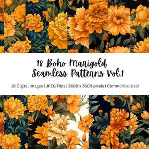 18 Boho Marigold Seamless Pattern Marigold Seamless - Etsy