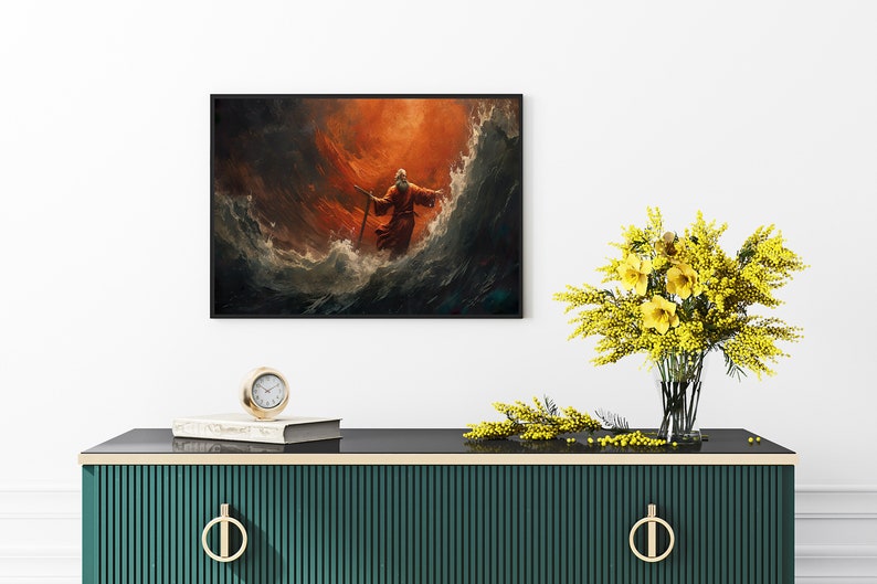 Moses Parting the Red Sea Wall Art, Bible Wall Art, Instant Download - Etsy
