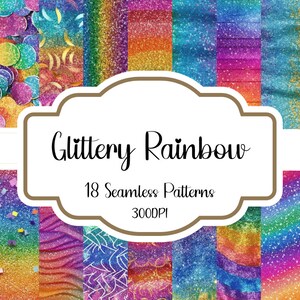 Glittery Rainbow Seamless Pattern, Glittery Rainbow Seamless ...