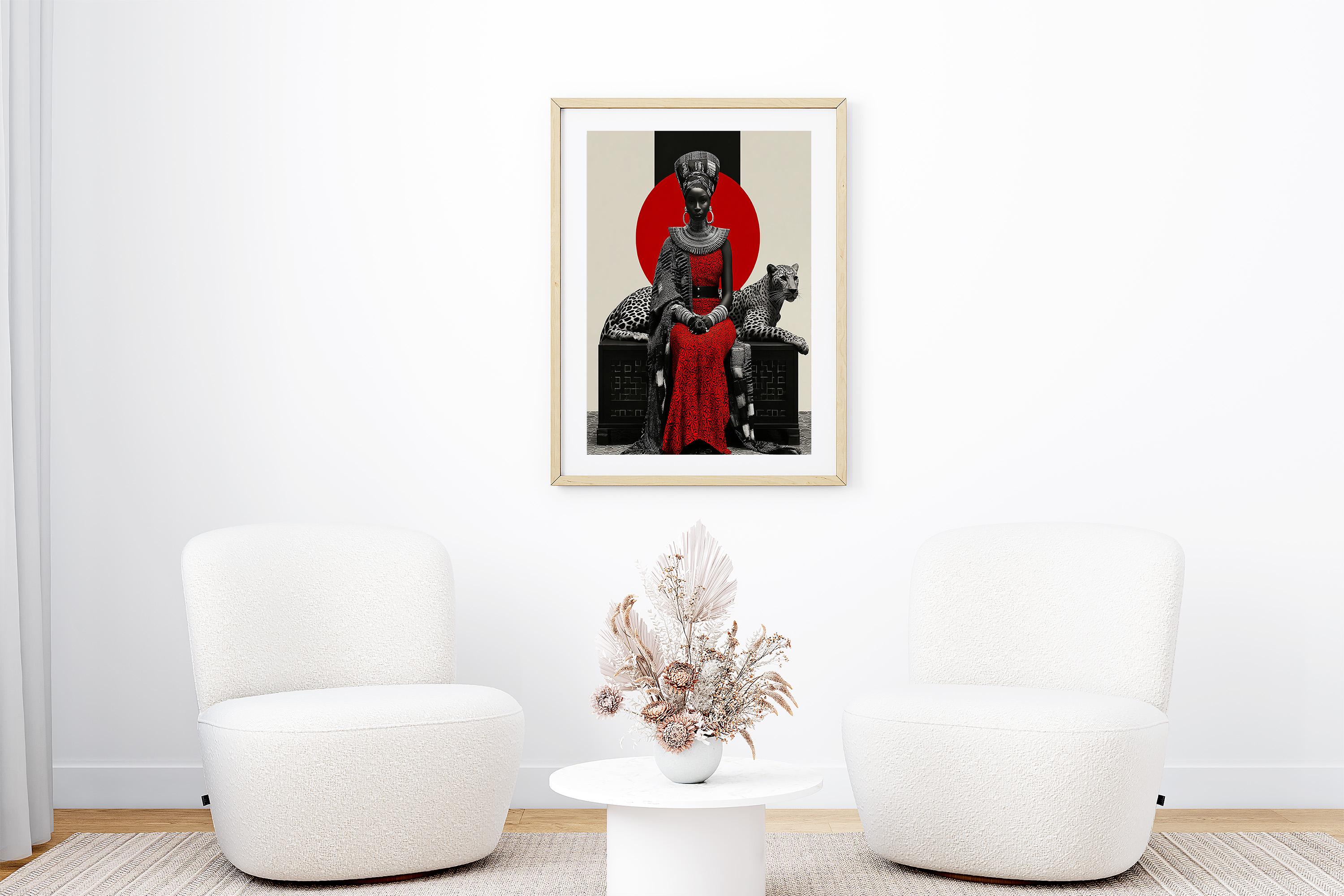 Throne of Power African Queen and Leopard Wall Art, African Wall Art ...