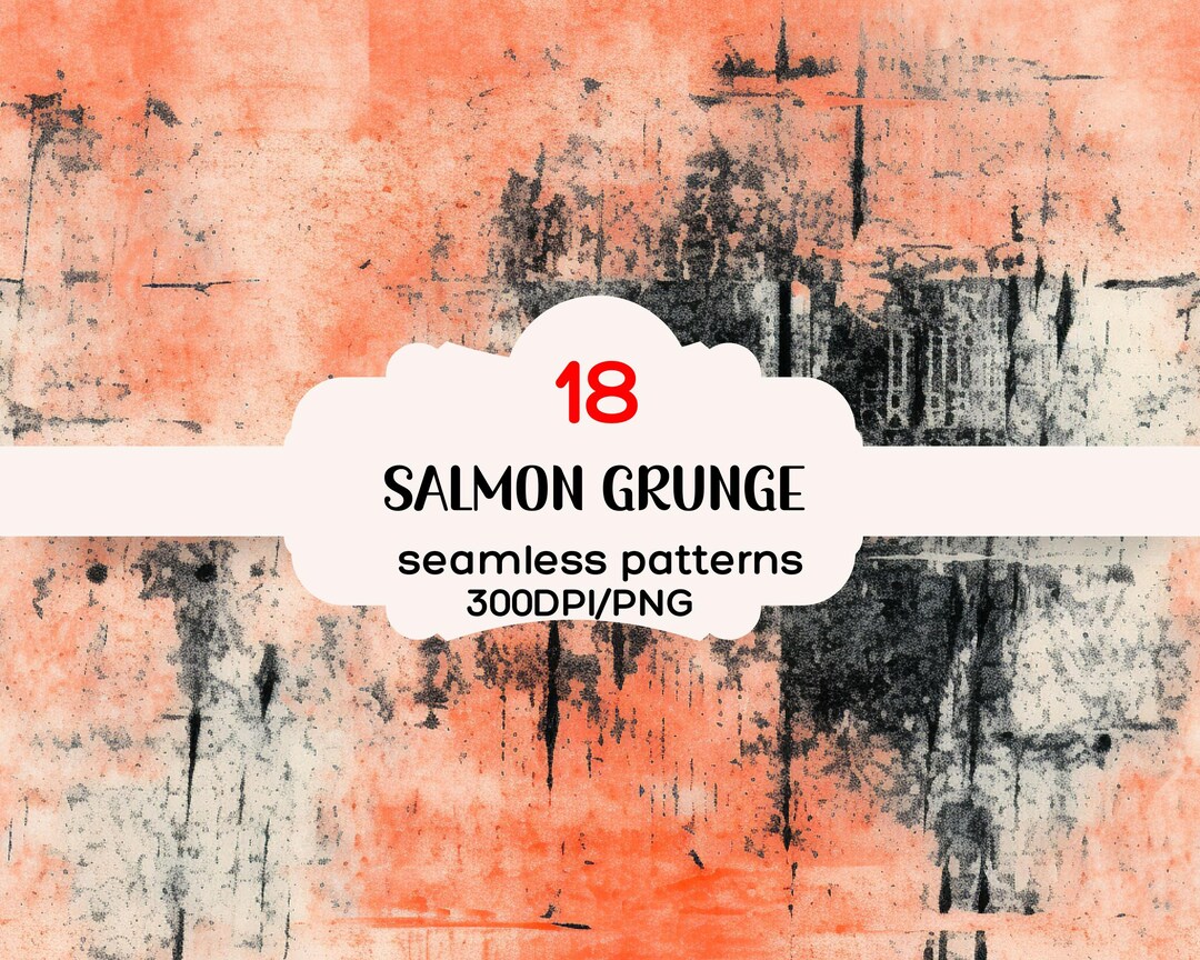 Salmon Grunge Seamless Pattern, Salmon Grunge Repeating Pattern, Salmon ...