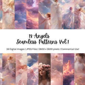 Angels Background Seamless Patterns, Heaven Seamless Patterns, Clouds ...